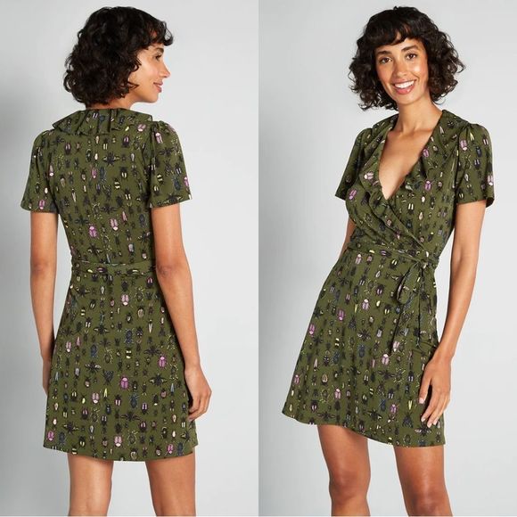 Modcloth | Dresses | Modcloth For The Frill Of It Novelty Bug Ruffle ...